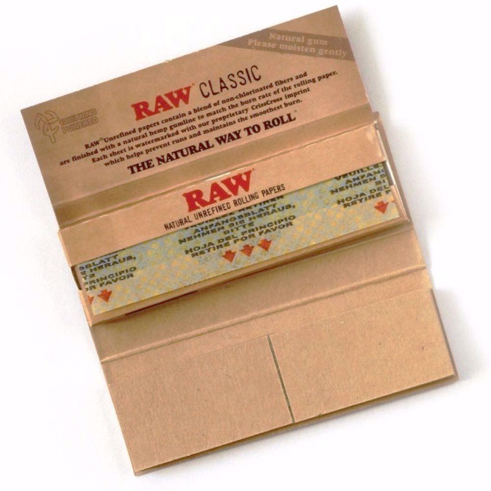 RAW SINGLE WIDE CONNOISSEUR NATURAL UNREFINED ROLLING PAPERS + TIPS ...