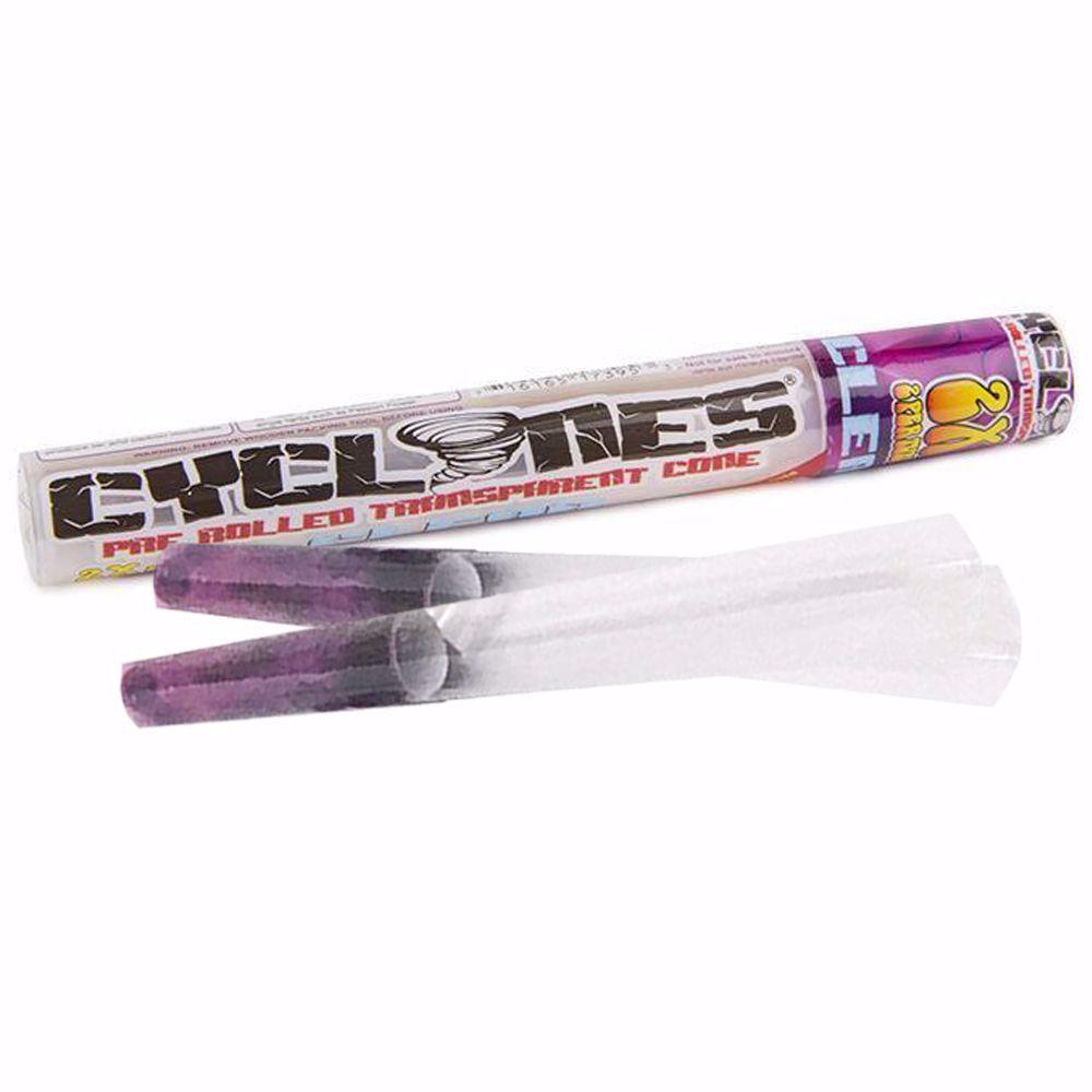 CYCLONES CLEAR PURPLE UNKNOWN FLAVOR PRE ROLLED TRANSPARENT CONES ...