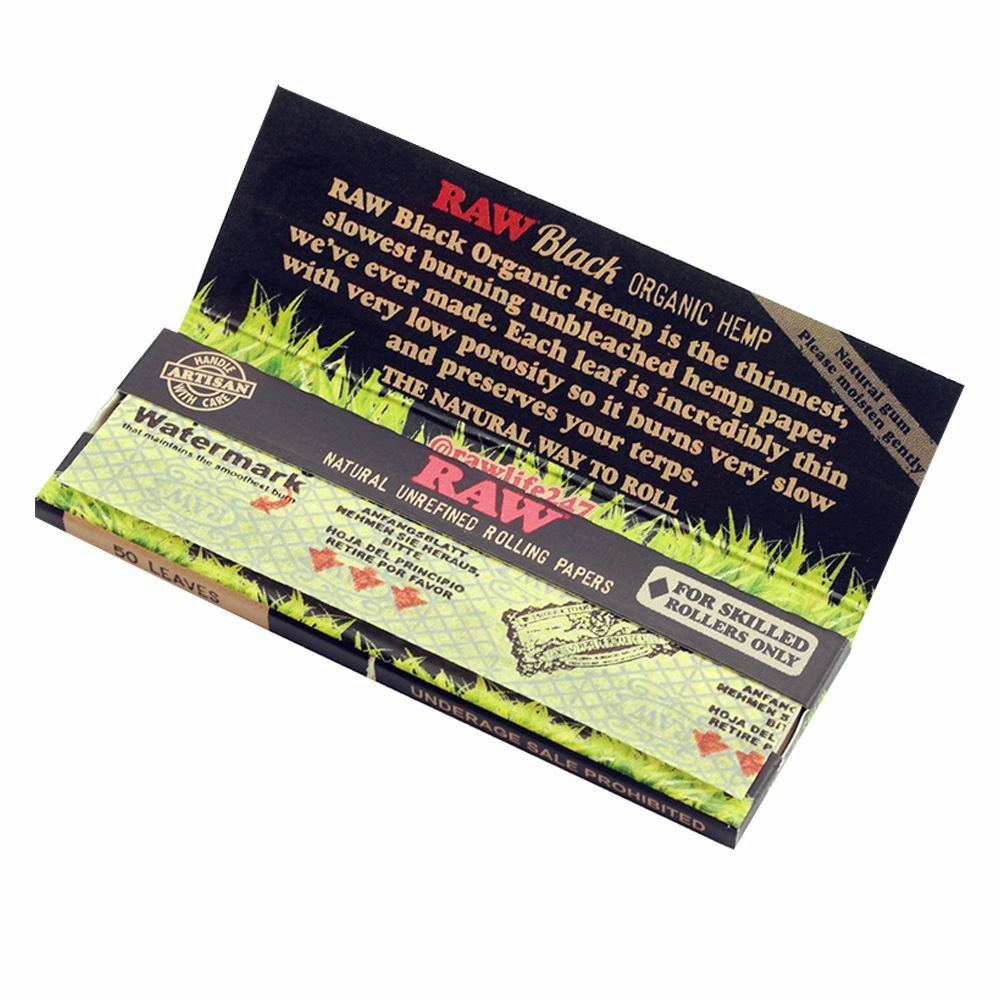 Raw Black Organic Hemp 1 1/4 Size Rolling Papers | Rolling Ace
