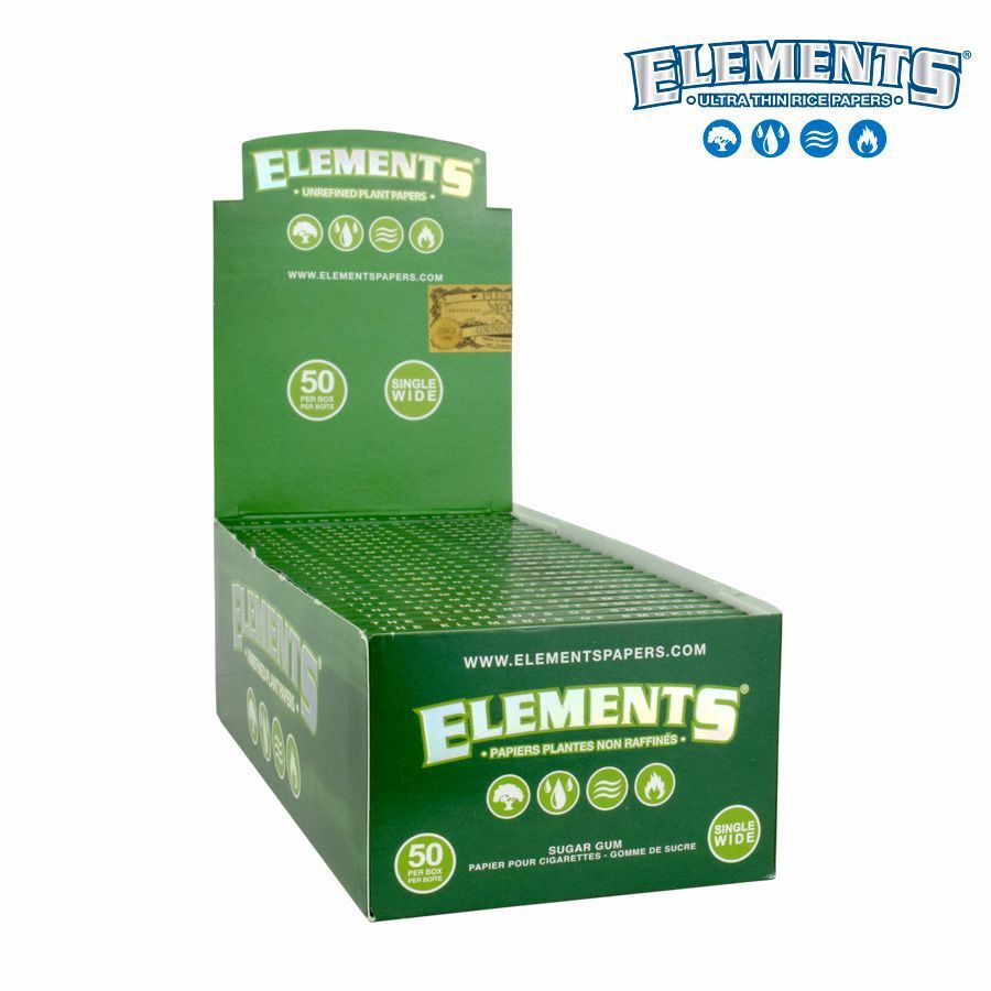 Elements Green Single Wide Rolling Papers | Rolling Ace