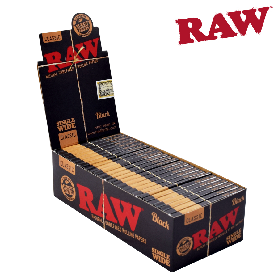 Raw Black Single Wide - Double Window Hemp Rolling Papers | Rolling Ace